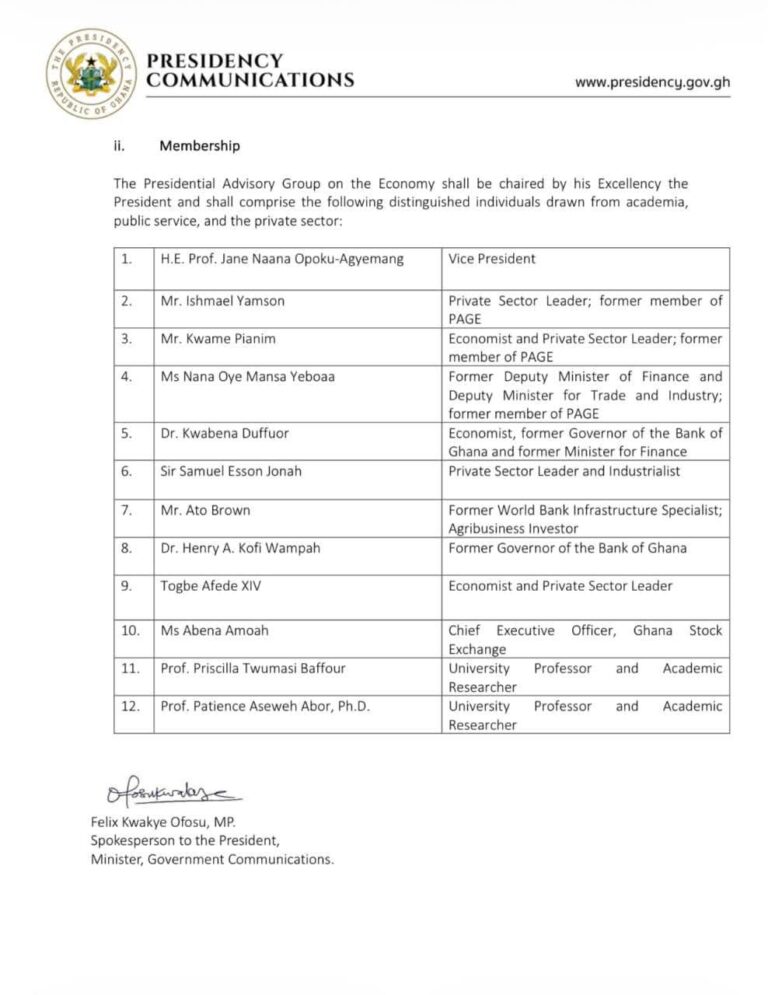 Mahama sets up Presidential Economic Advisory Group, appoints Kwame ...